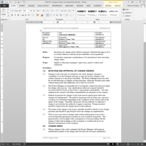 Construction Project Change Orders Procedure Template Word