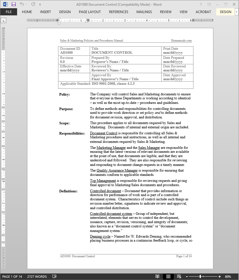 Iso 9001 Document Control Procedure Template Free Doc - vrogue.co Iso 9001 Document Control Procedure Template Free Doc - vrogue.co