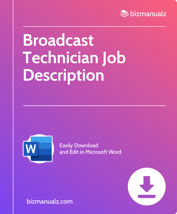 Broadcast Technician Job Description Template Word Broadcast Technician Job Description Template Word